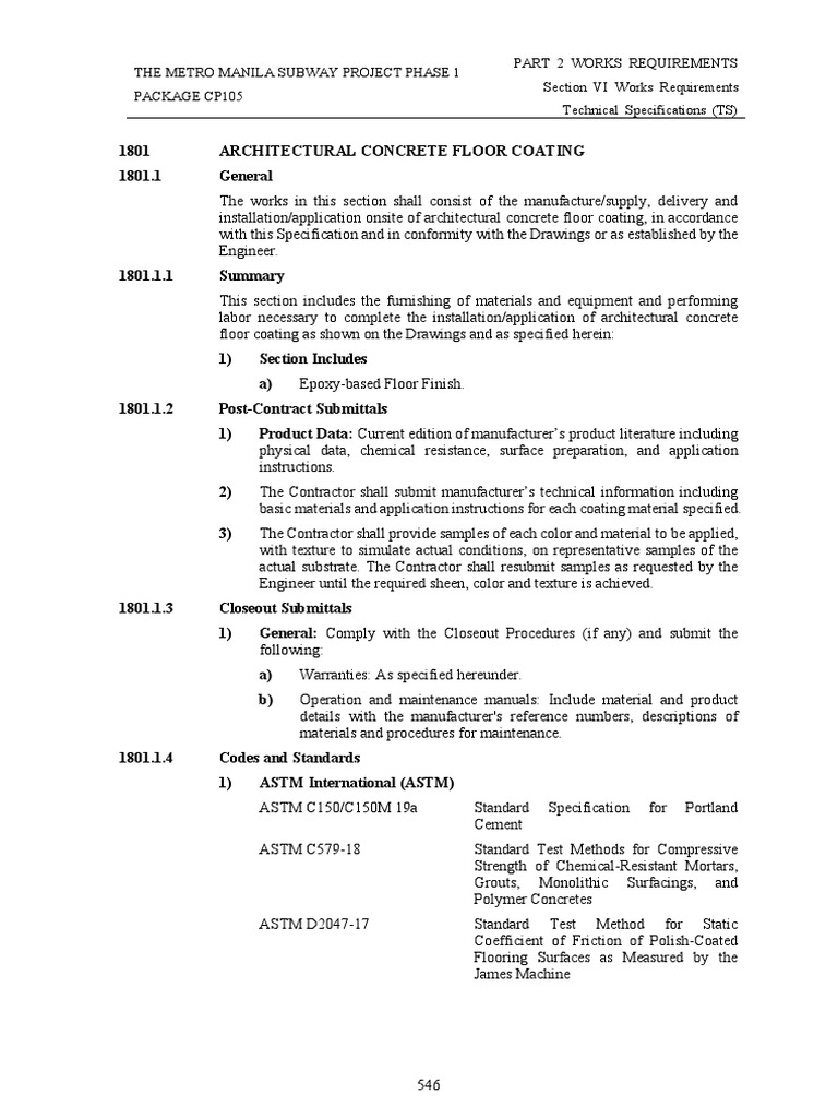 Technical Specification Epoxy Floor Coating | PDF