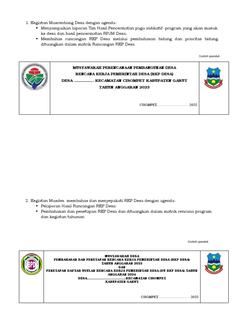 Contoh Spanduk Kegiatan Musrenbang Dan Musdes | PDF | Seni