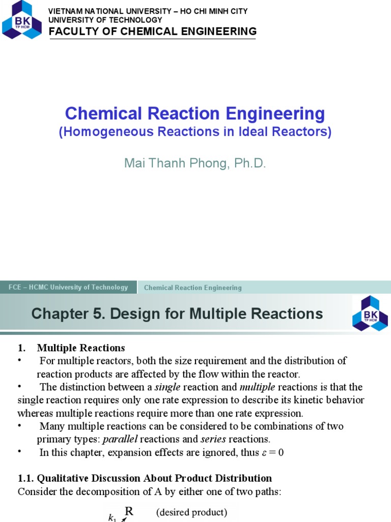 Chapter 5-Design For Multiple Reactions | PDF | Chemical Reactor | Chemical Reactions