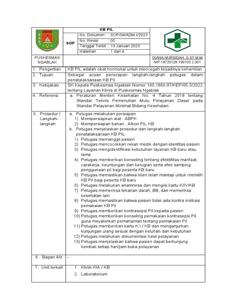 SOP Dan DAFTAR TILIK KB PIL | PDF