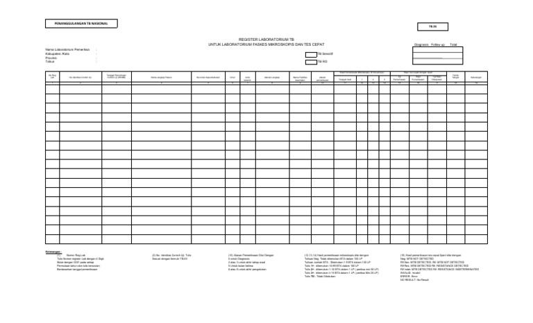 REGISTER LABORATORIUM TB 04 Sudah | PDF