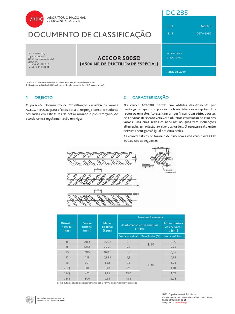 DC-285 Acecor-500sd | PDF | Engenharia Civil | Materiais