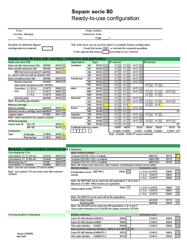 Annex - 1 - SEPAM G88 - Specification | PDF | Computers