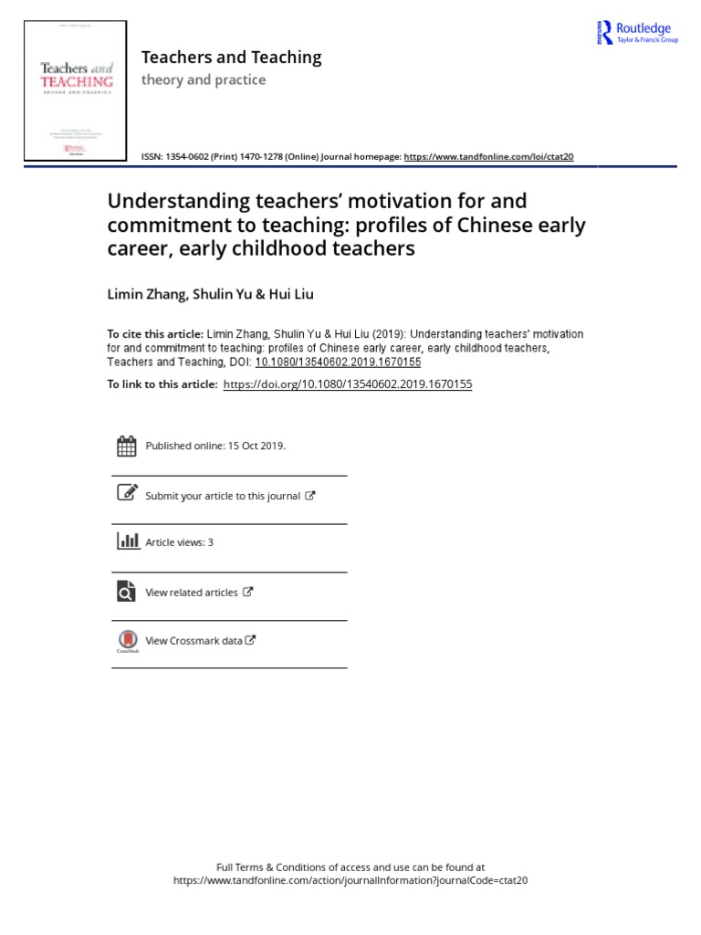 Understanding Teachers' Motivation For and Commitment To Teaching ...