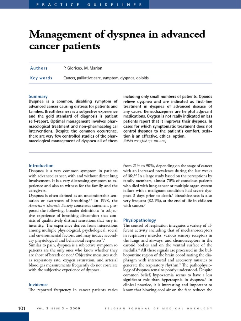 Management of Dyspnea in Advanced Cancer Patients | PDF | Clinical ...