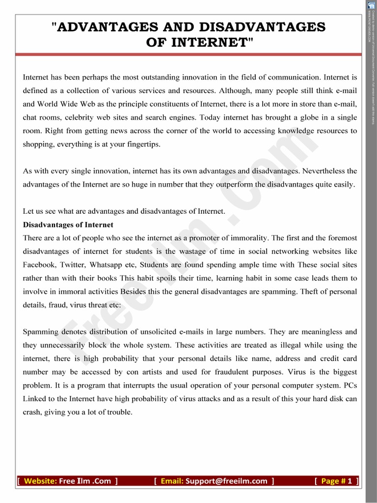 Essay On Internet | PDF