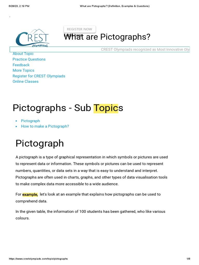 What Are Pictographs - (Definition, Examples & Questions) | PDF ...