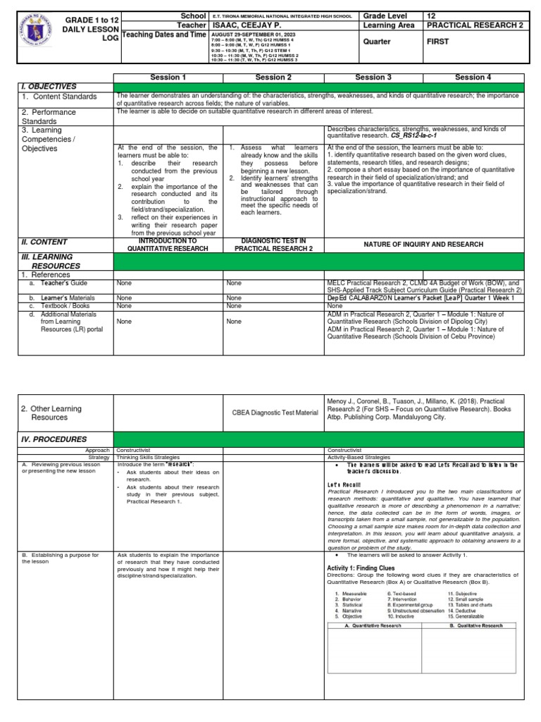DLL Isaac Week 1 August 29 September 01 | PDF | Statistics ...