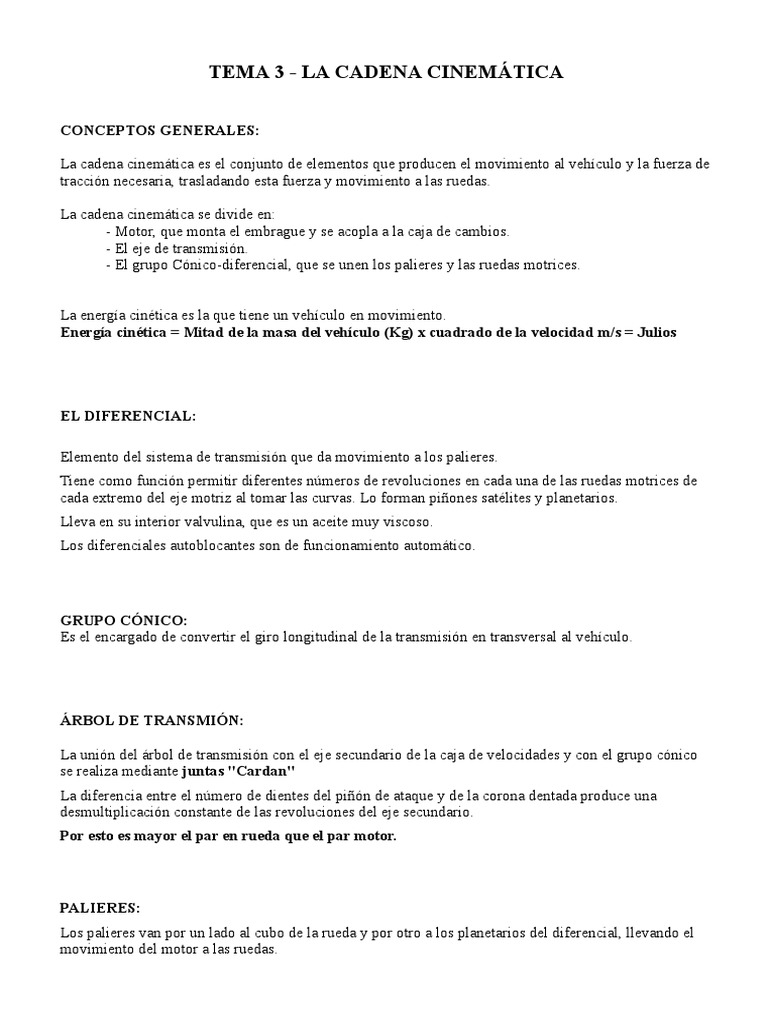 Componentes de la Cadena Cinemática | PDF | Embrague | Eje