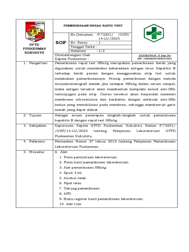 5. Pemeriksaan HbsAg | PDF