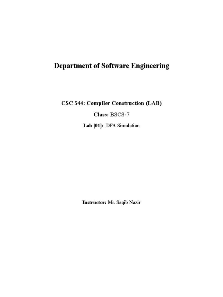 Lab 01 Dfa Simulation Pdf Computing Software Engineering