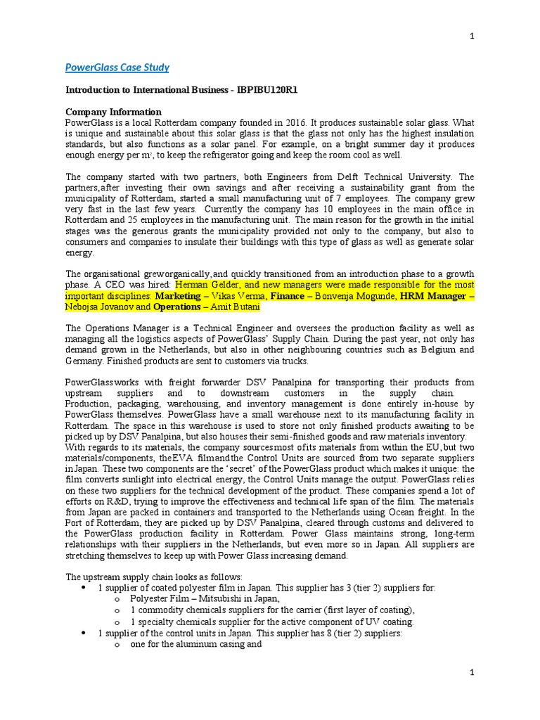 Power Glass Case Study | PDF | Supply Chain | Marketing