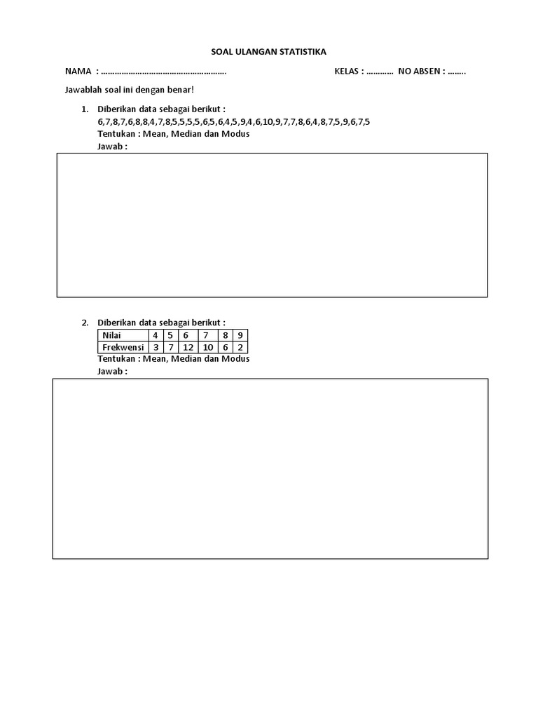 Soal Ulangan Statistika | PDF