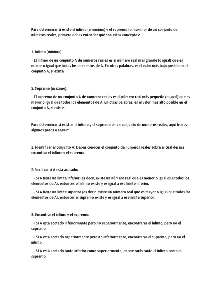Para Determinar Si Existe El Ínfimo o El Supremo | PDF