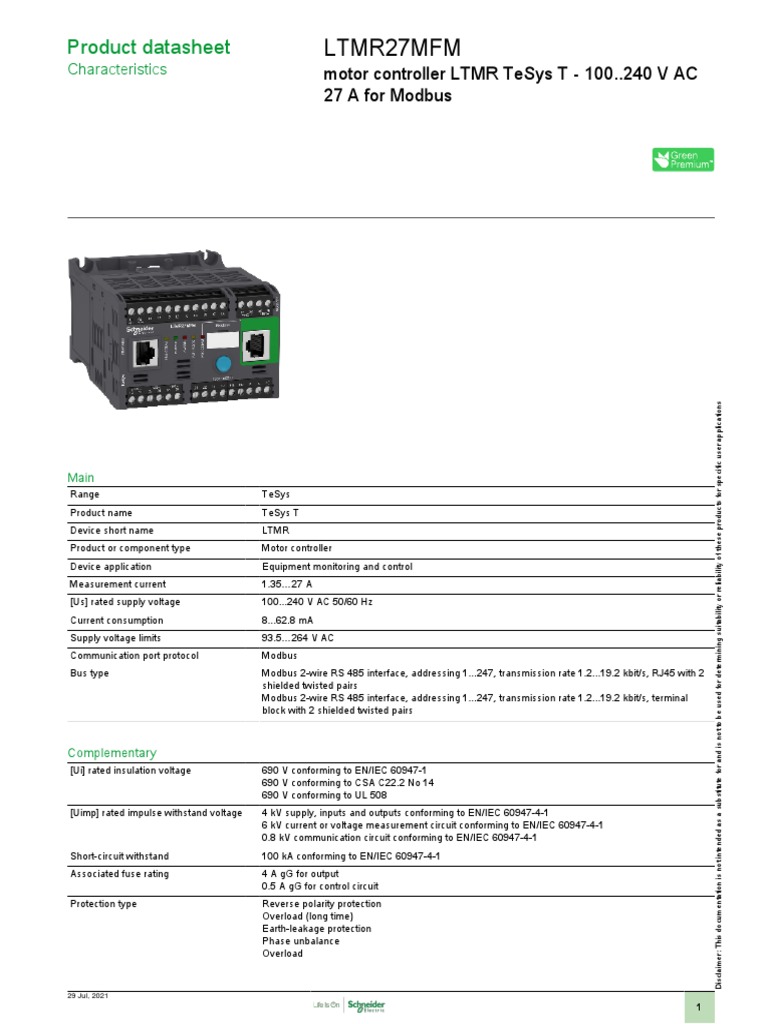 Tesys T - LTMR27MFM | PDF | Alternating Current | Electrical Components