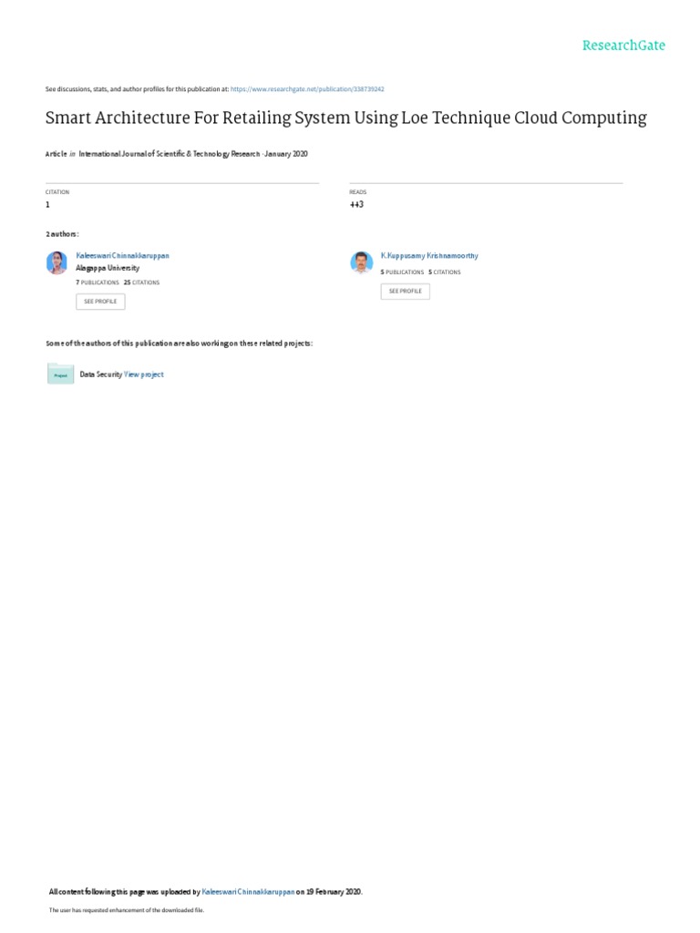 Smart Architecture For Retailing System Using Loe | PDF | Internet Of ...