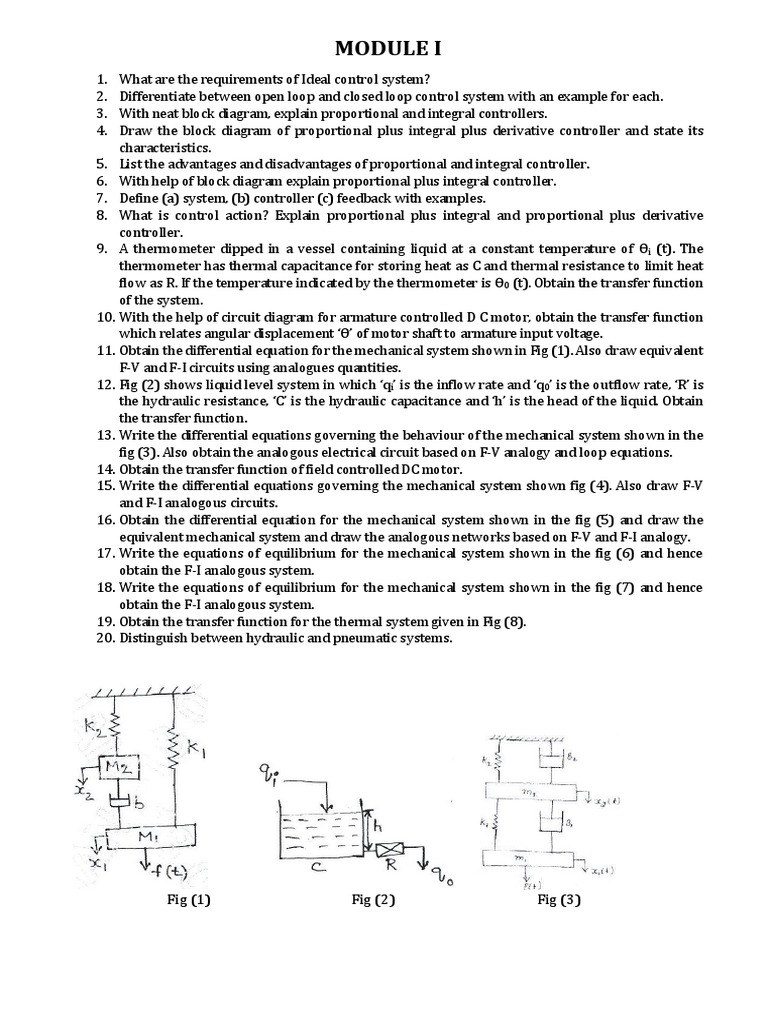 Control Engineering - Question Bank | PDF | Electricity | Physical ...