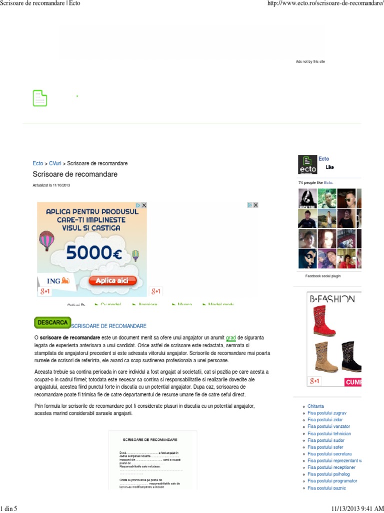 Scrisoare de Recomandare Model | PDF