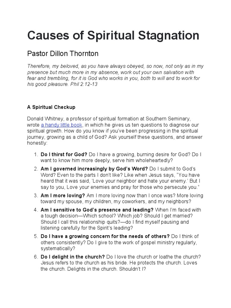 Causes of Spiritual Stagnation | PDF | Prayer | Paul The Apostle