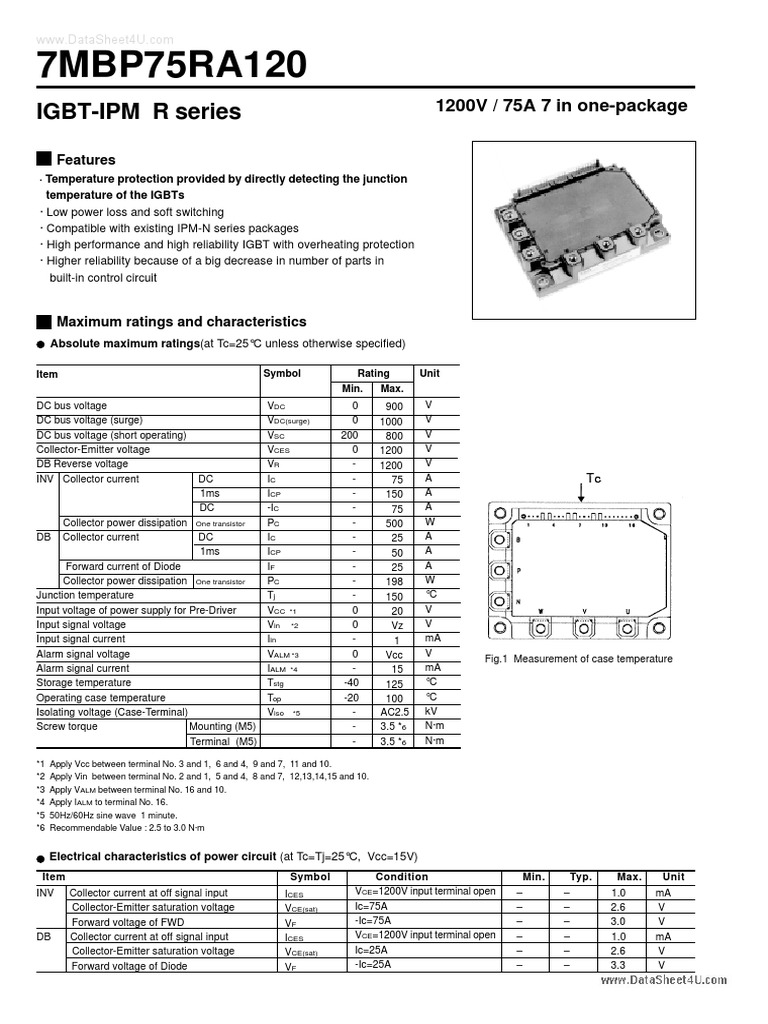 7MBP75RA120 FujiElectric | PDF | Power Supply | Transistor