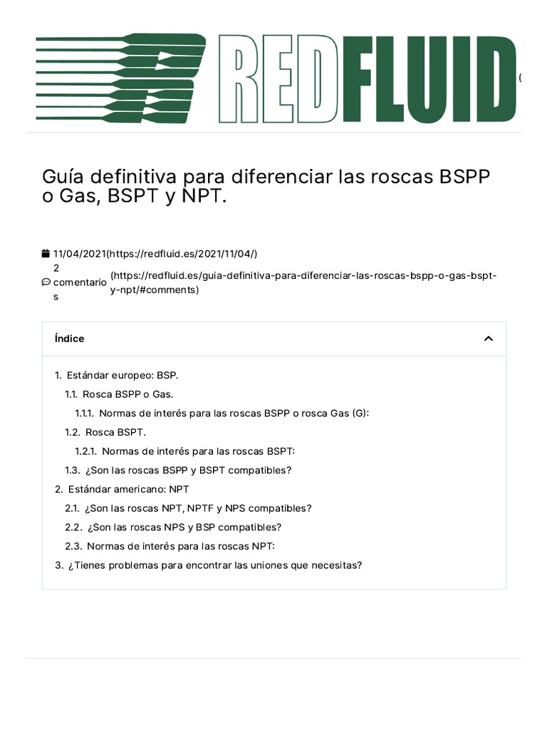 Diferencias entre roscas BSP y NPT | PDF | Ingeniería mecánica | Sector ...