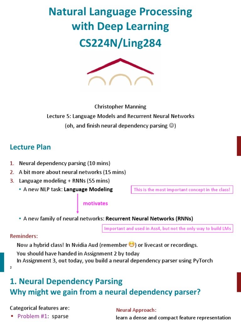 Christopher Manning Lecture 5: Language Models and Recurrent Neural Networks (Oh, and Finish ...