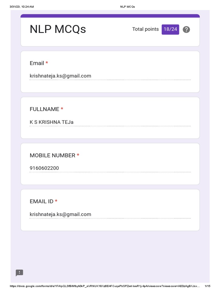 NLP MCQs | PDF | Artificial Neural Network | Applied Mathematics