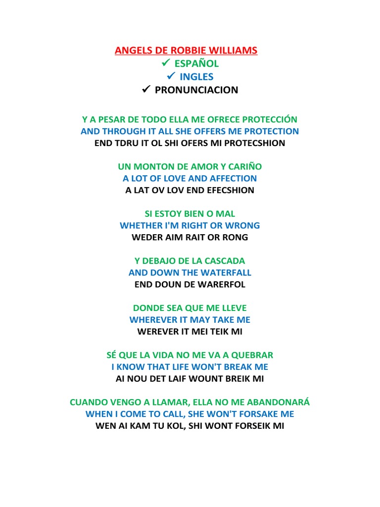 Angels de Robbie Williams | PDF