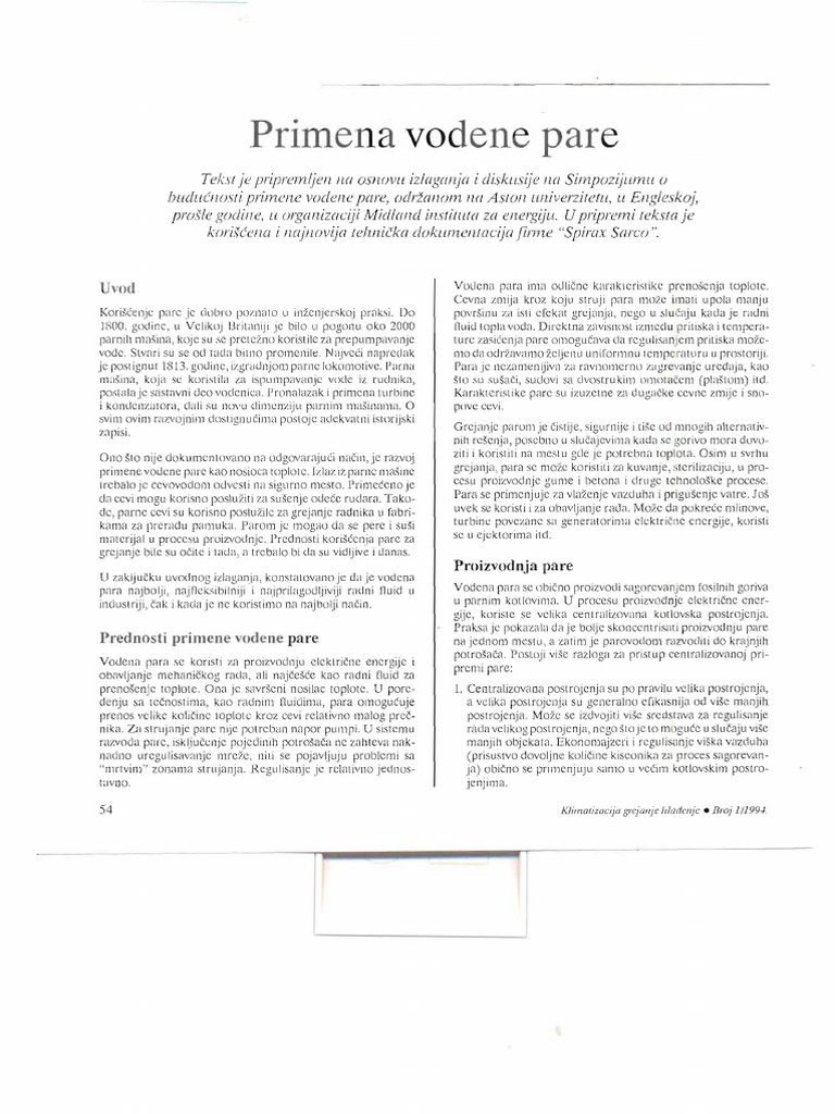 Primena Vodene Pare | PDF