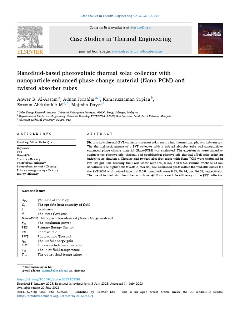1 s2.0 S2214157X23006056 Main | PDF | Photovoltaics | Heat Transfer