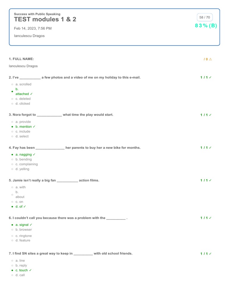 TEST Modules 1 - 2 | PDF | Comma | Grammar
