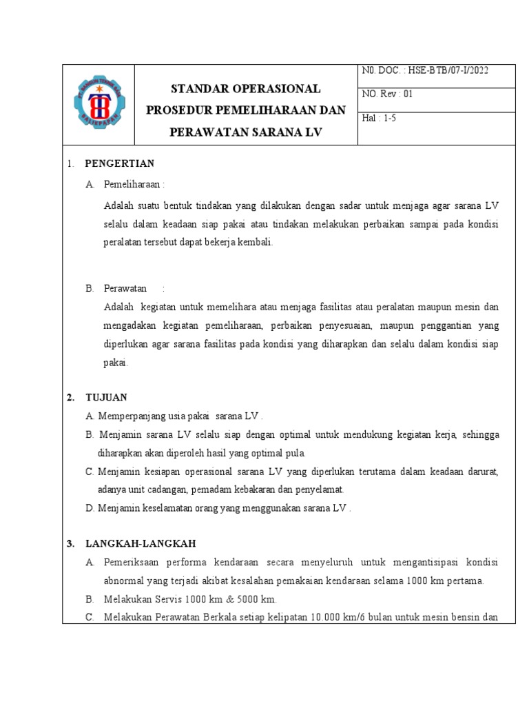 Sop Sarana Dan Prasarana LV | PDF