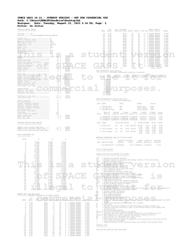 Space Gass 14.11 Student Version | PDF | Wound | Physical Quantities