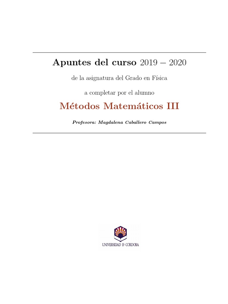 Apuntes MMIII | PDF | Ecuación diferencial parcial | Ecuaciones