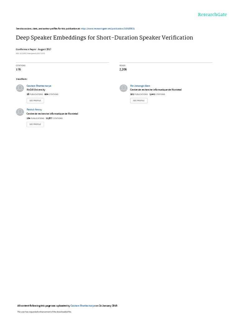 Deep Speaker Embeddings For Short-Duration Speaker | Download Free PDF | Deep Learning | Speech ...