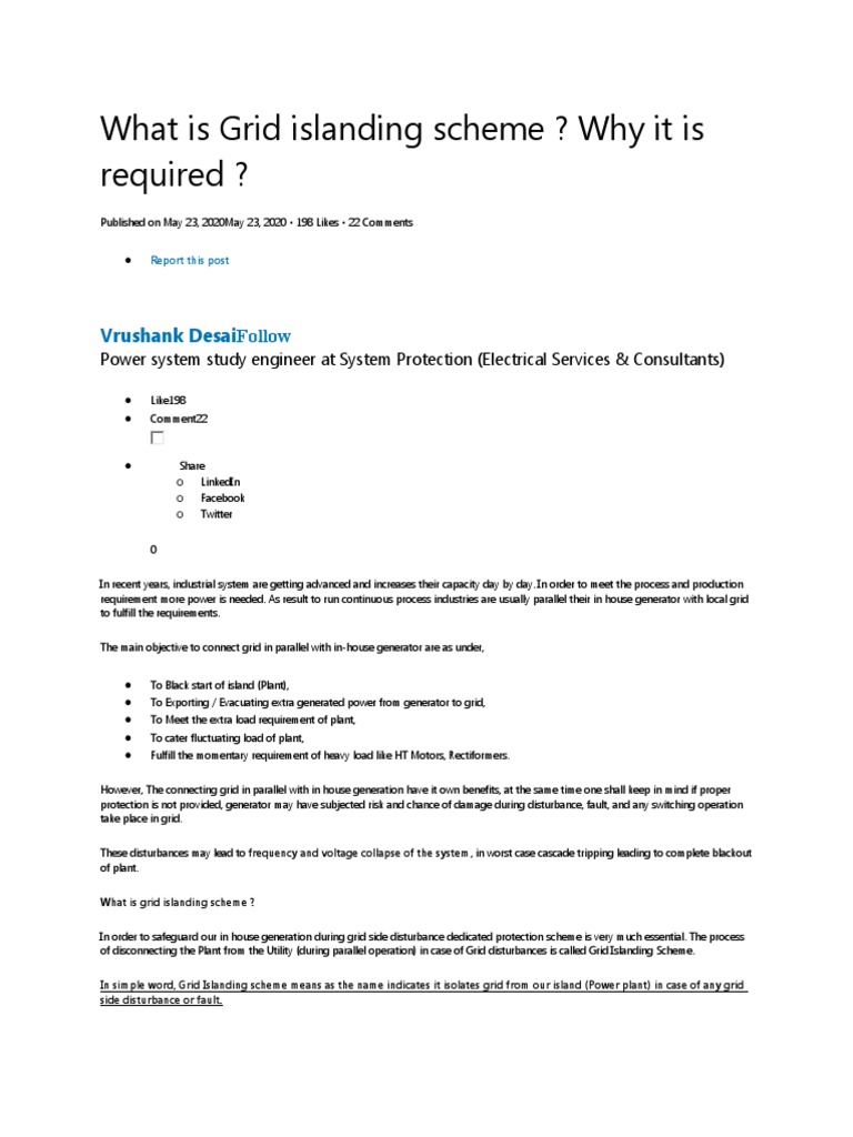 Grid Islanding: Essential for Safety | PDF | Electrical Grid | Relay
