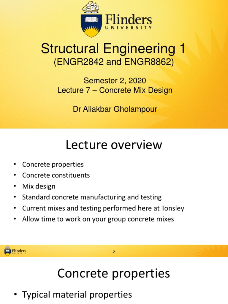 Lecture 7 - Concrete Mix Design | PDF | Concrete | Strength Of Materials