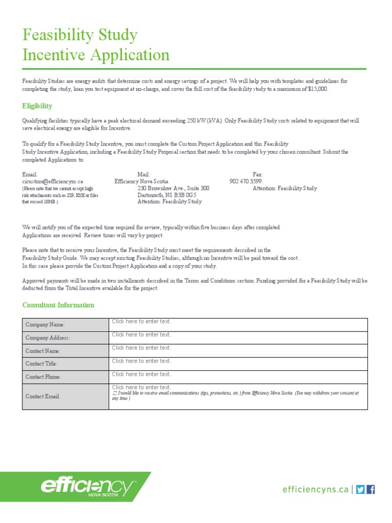 Feasibility Study Incentive Application Proposal | PDF | Feasibility ...