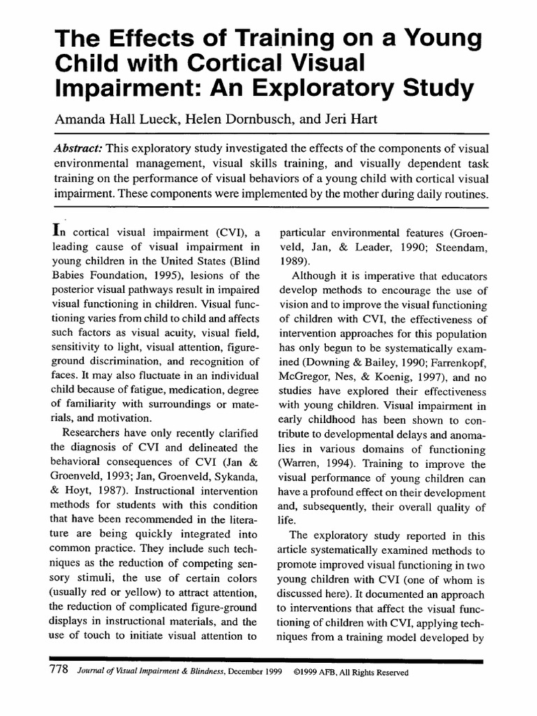 The Effects of Training On A Young Child With Cortical Visual ...
