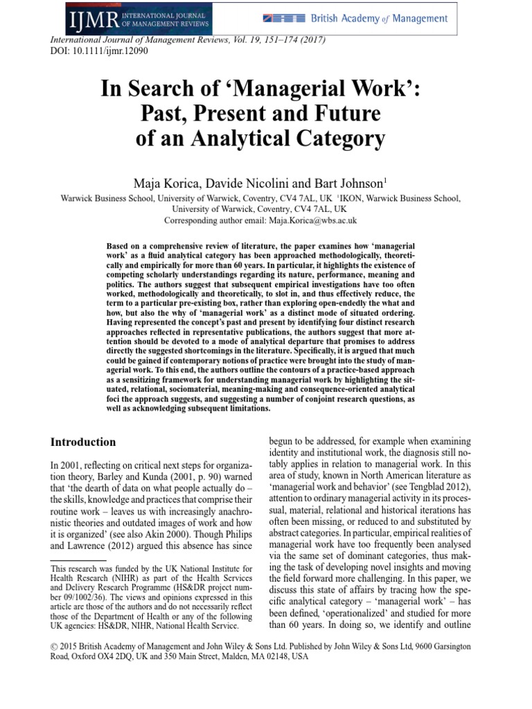 In Search of Managerial Work' | PDF | Cognitive Science | Cognition