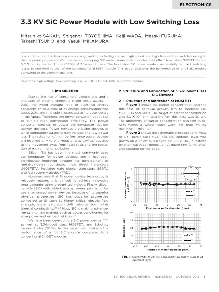 3.3 KV SiC Power Module With Low Switching Loss | PDF | Field Effect Transistor | Mosfet