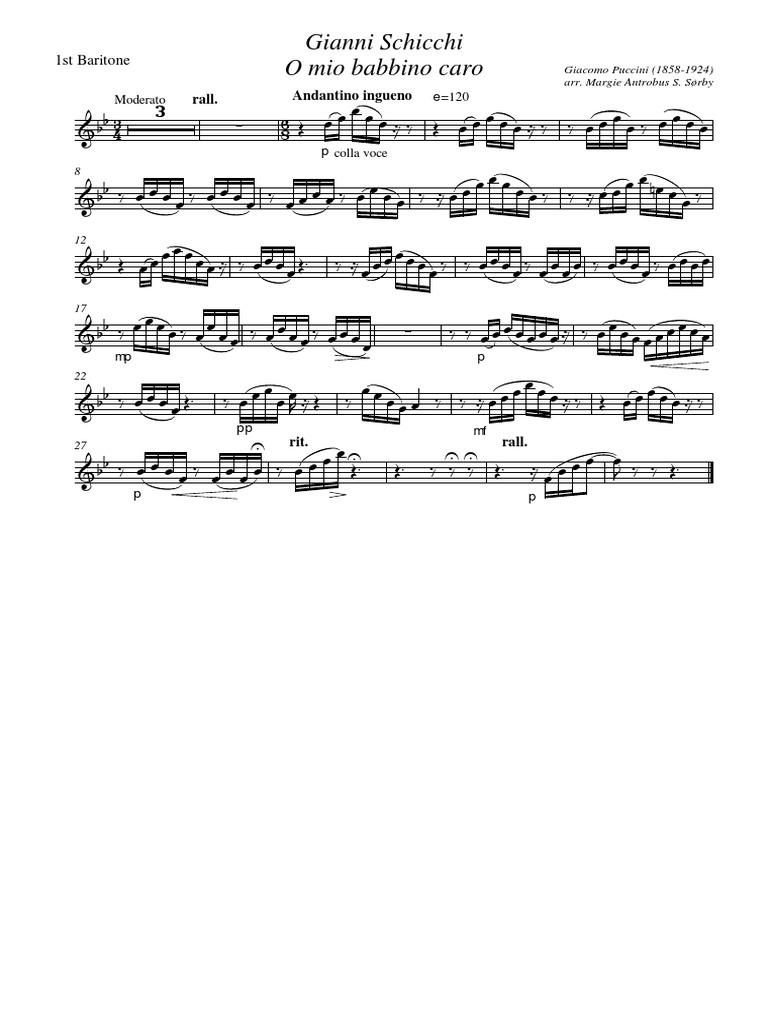 O Mio Babbino 12 1st Baritone | PDF