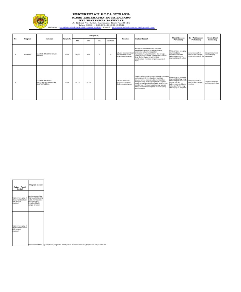 Pdca 2019 Imunisasi | PDF