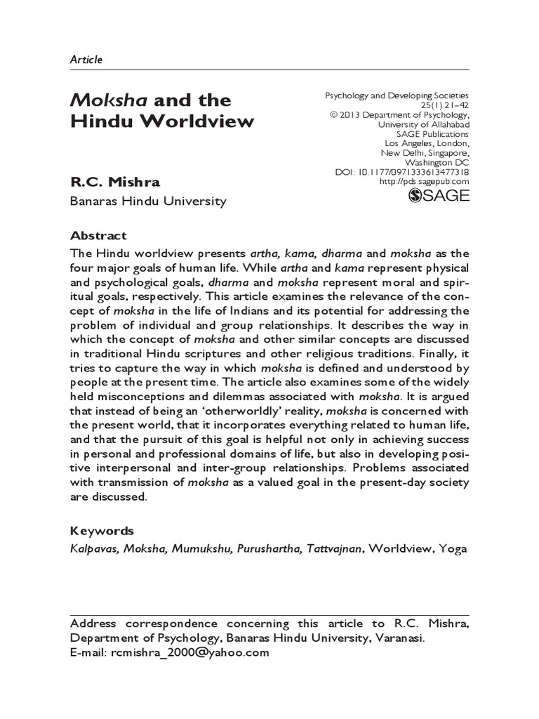 Moksha and The Hindu Worldview | PDF | Ātman (Hinduism) | Moksha