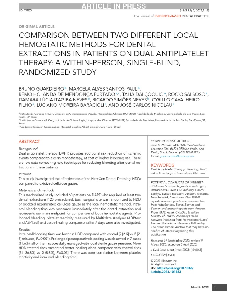 Comparison Between Two Different Local Hemostatic Methods For Dental