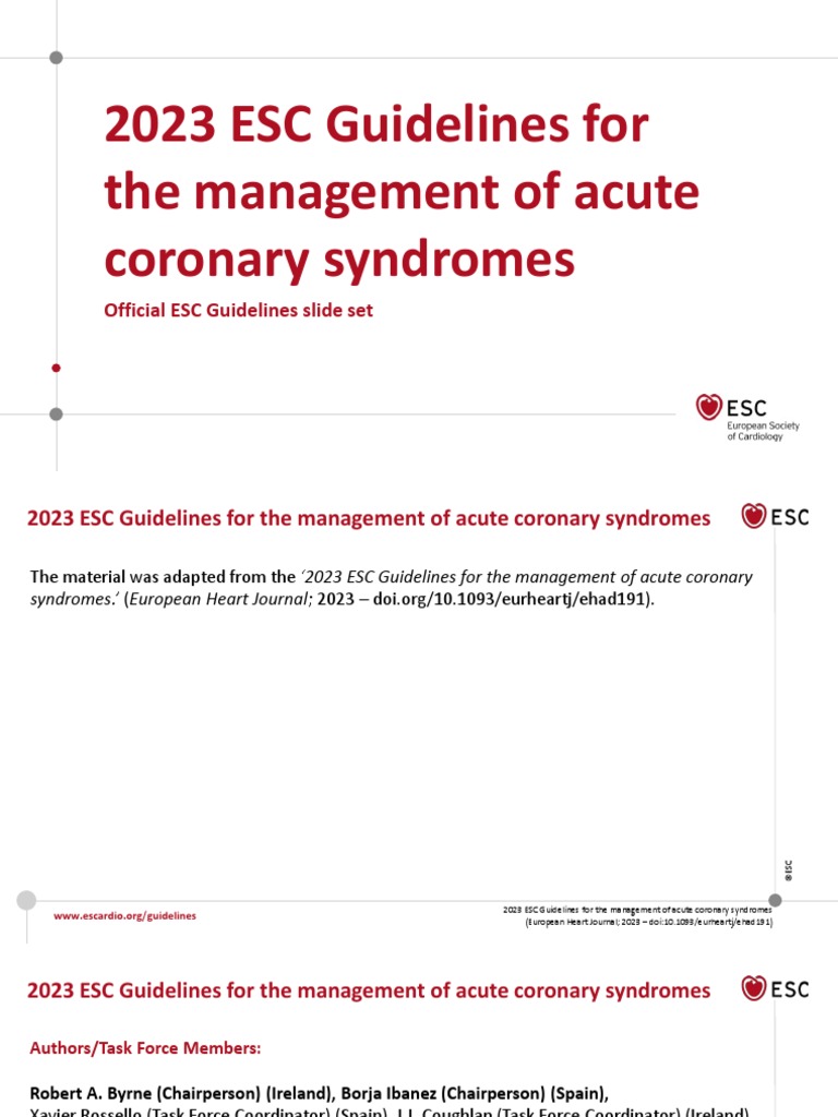 2023 Acute Coronary Syndromes Slides PDF | PDF | Percutaneous Coronary ...