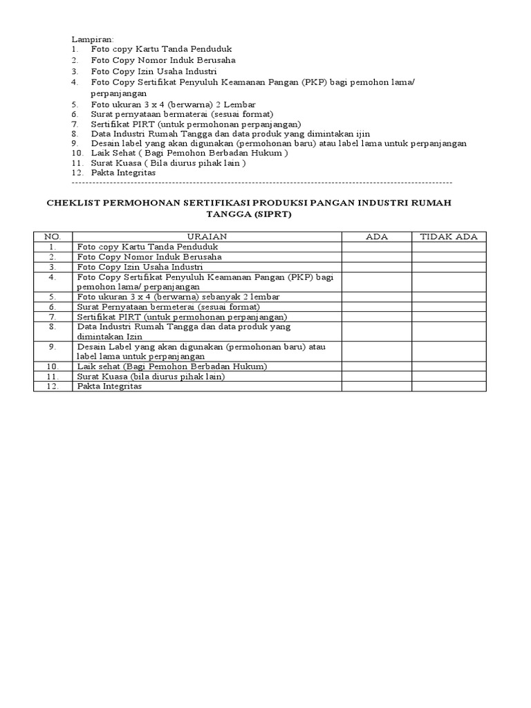 Formulir P-Irt | PDF