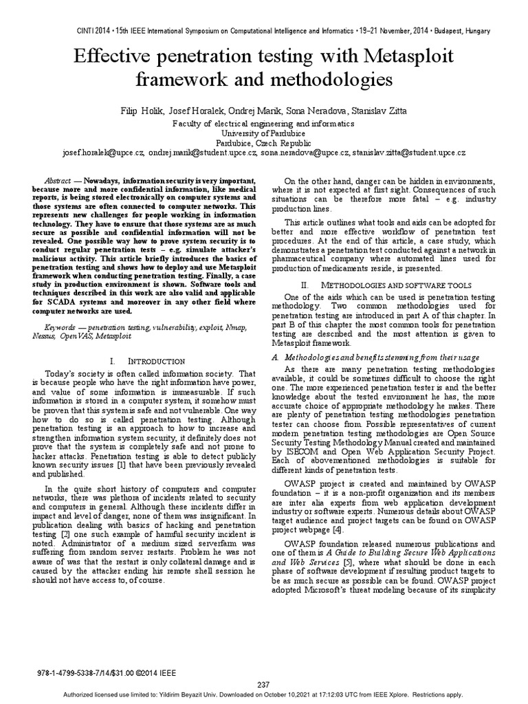 Effective Penetration Testing With Metasploit Framework And