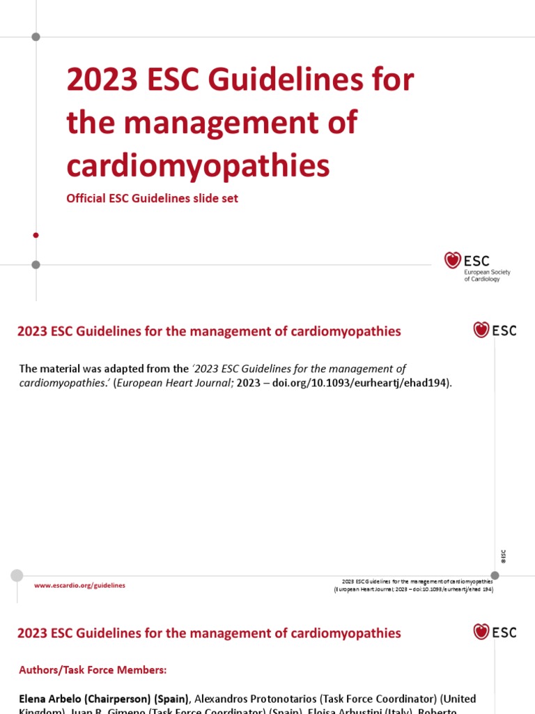 2023 ESC Cardiomyopathy Management Guidelines | PDF | Echocardiography ...