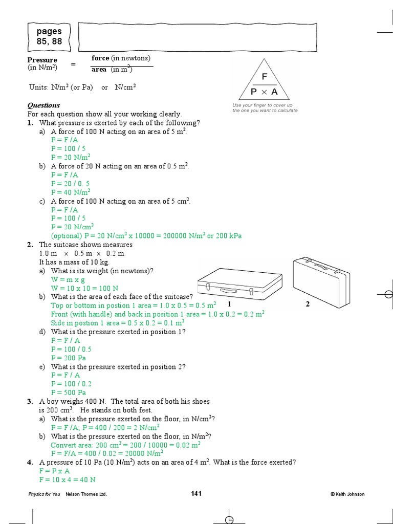 Pressure Worksheet Ms | PDF